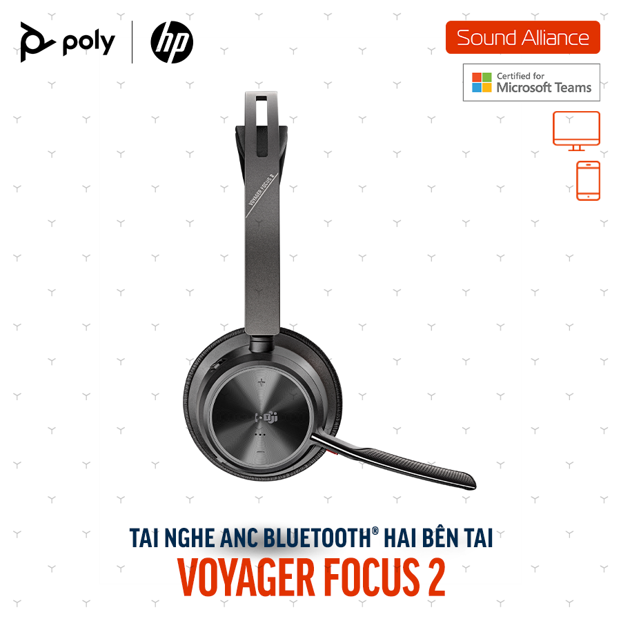Tai nghe ANC Bluetooth Poly Voyager Focus 2 UC Microsoft Teams 77Y85AA ...