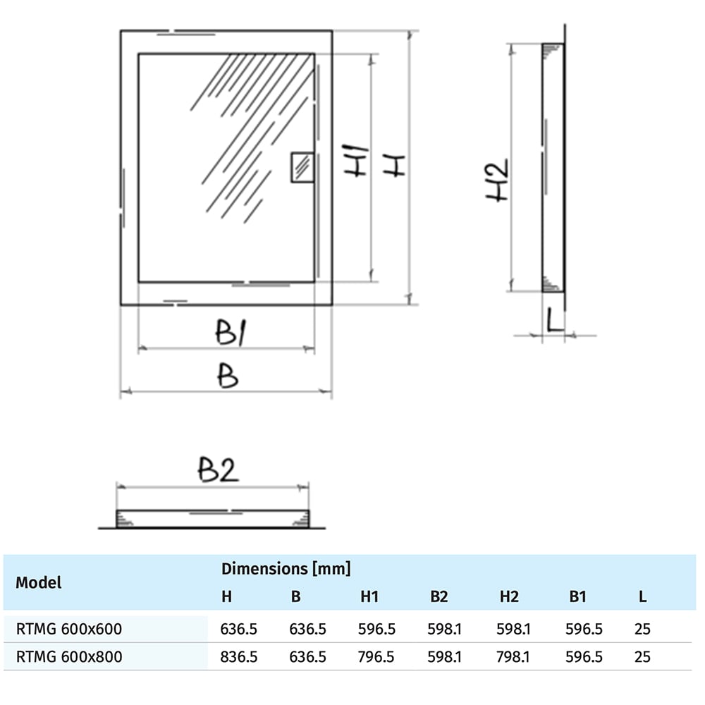Cửa thăm hộp kỹ thuật nhựa BLAUBERG - RTMG 600*600/ 600*800 - Hàng Nhậ