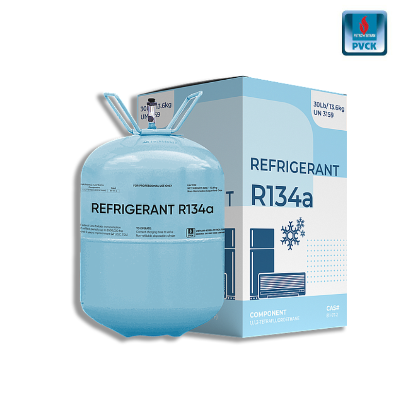Gas lạnh R134a - PVCK - Bình 13,6kg/ 3,4kg - Bình không tái nạp