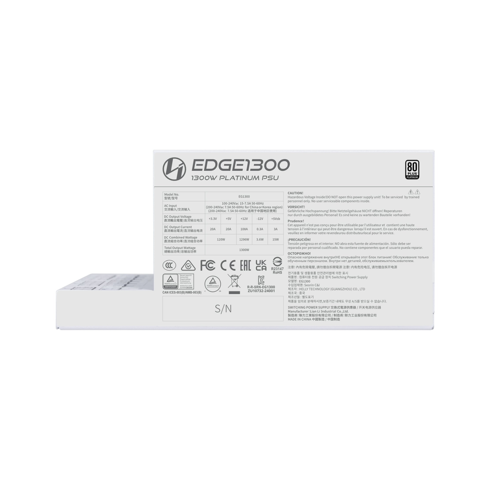 Nguồn PSU LIAN LI EDGE SERIES EG1300 - 1300W - WHITE (ATX3.1/80+PLATIN