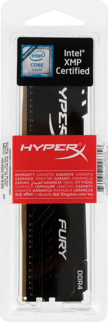 Ram PC Kingston HyperX Fury Black 8GB 3200MHz DDR4 HX432C16FB3/8