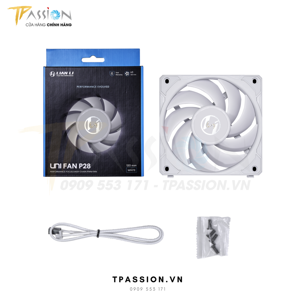 Quạt tản nhiệt LIAN LI UNI FAN P28 Black / White - Chính hãng, Ghép nố