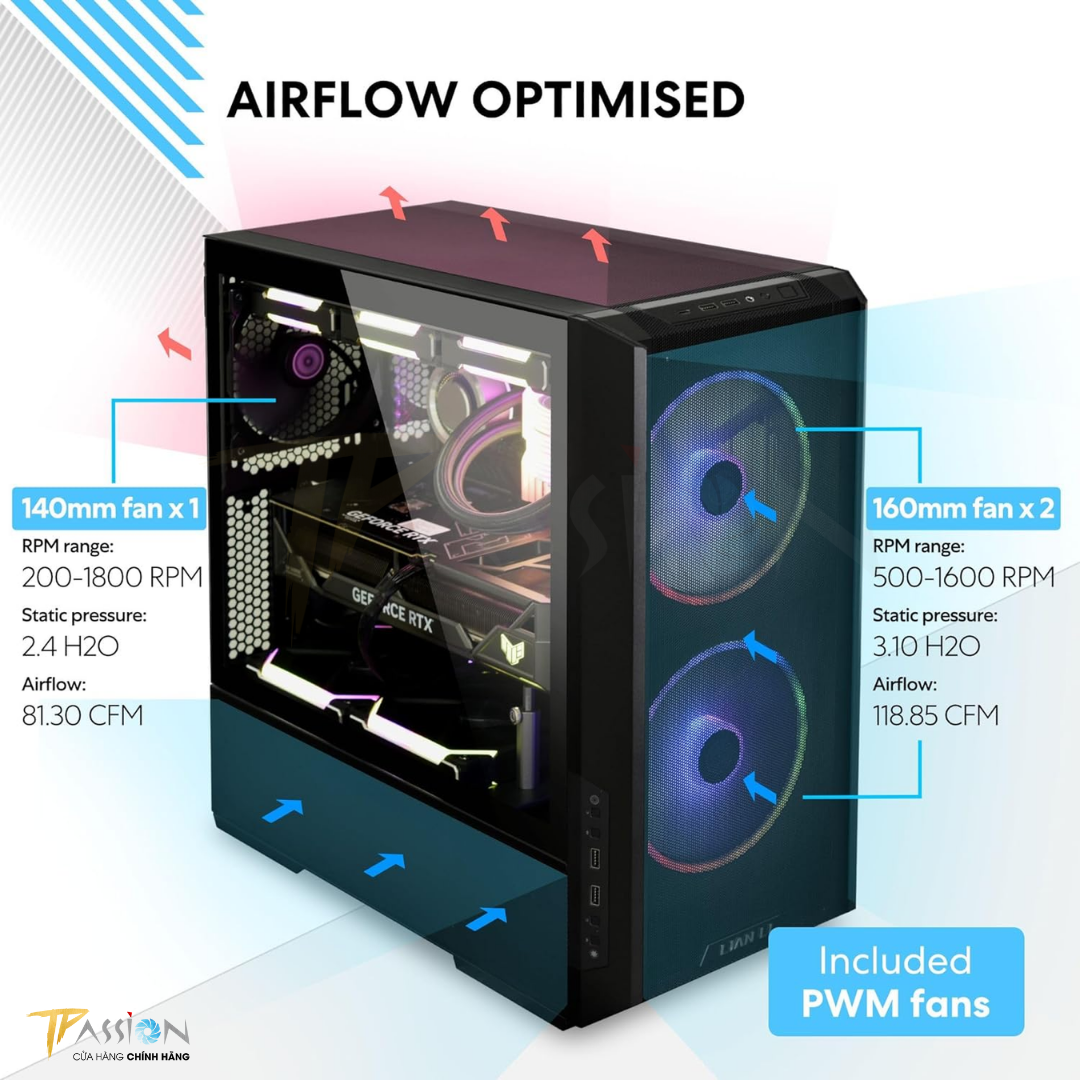 Vỏ case máy tính Lian Li LANCOOL 216 | RX BLACK | ĐEN KHÔNG LED