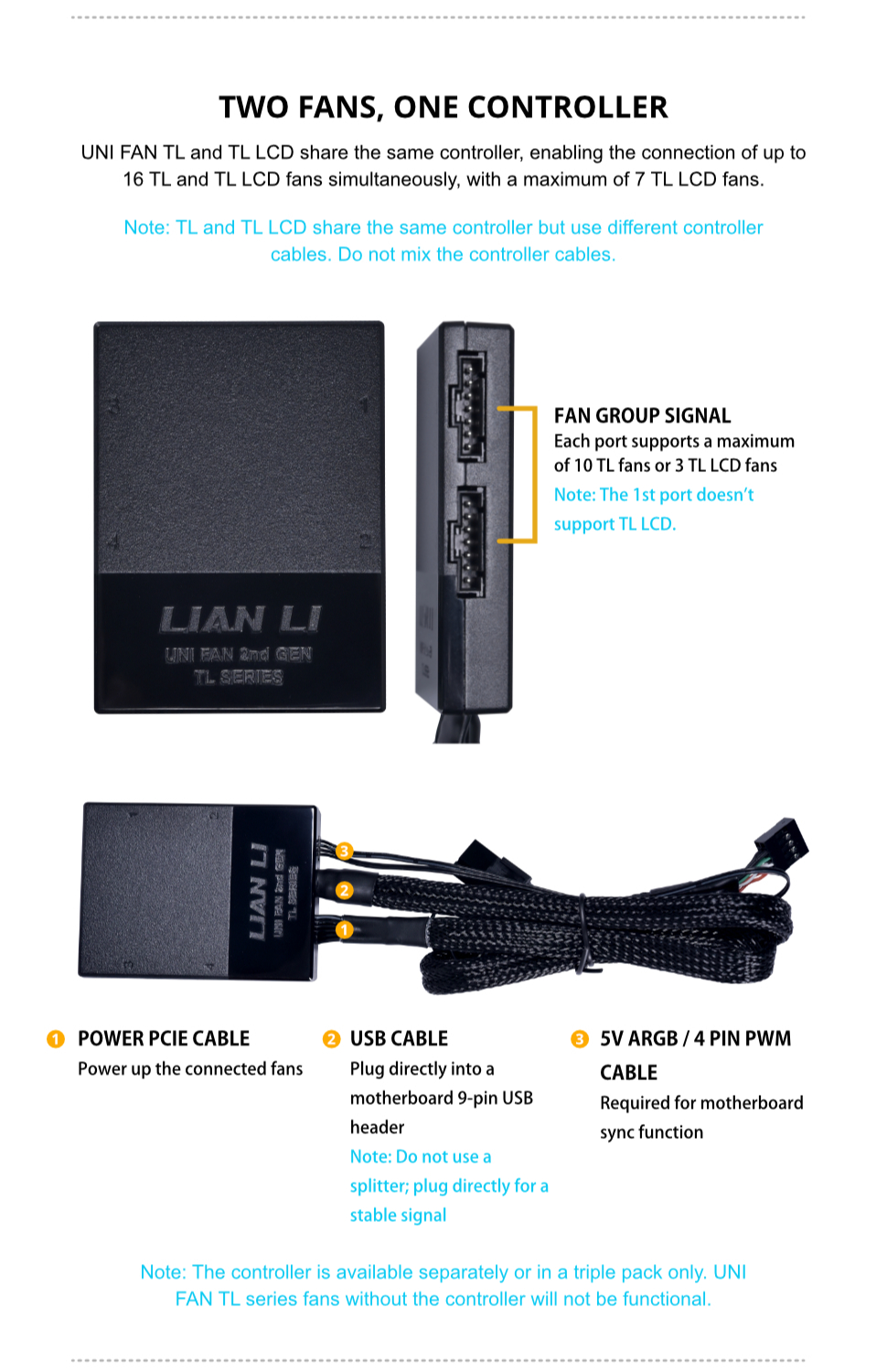 Bộ HUB Controller Lian Li UNI FAN cho quạt TL RGB và TL LCD - Chính hã