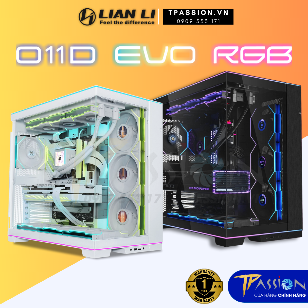 Vỏ case máy tính Lian Li O11 Dynamic EVO RGB Black / White Trắng - Chí