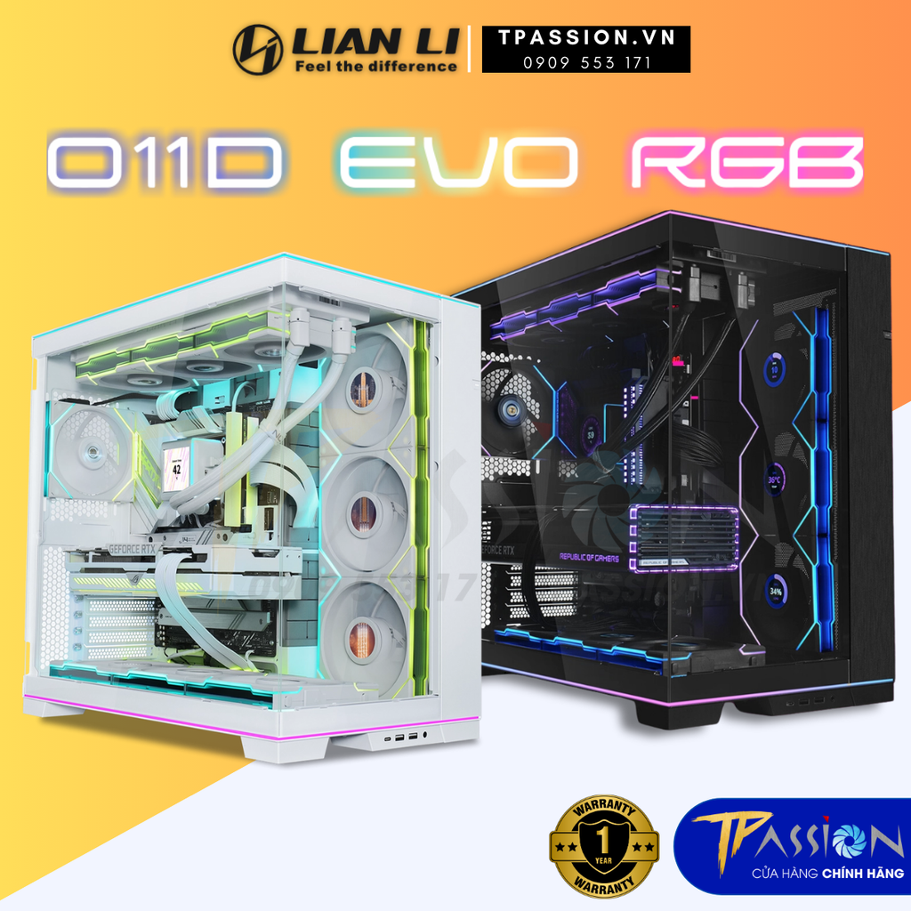 Vỏ case máy tính Lian Li O11 Dynamic EVO RGB Black / White Trắng - Chí