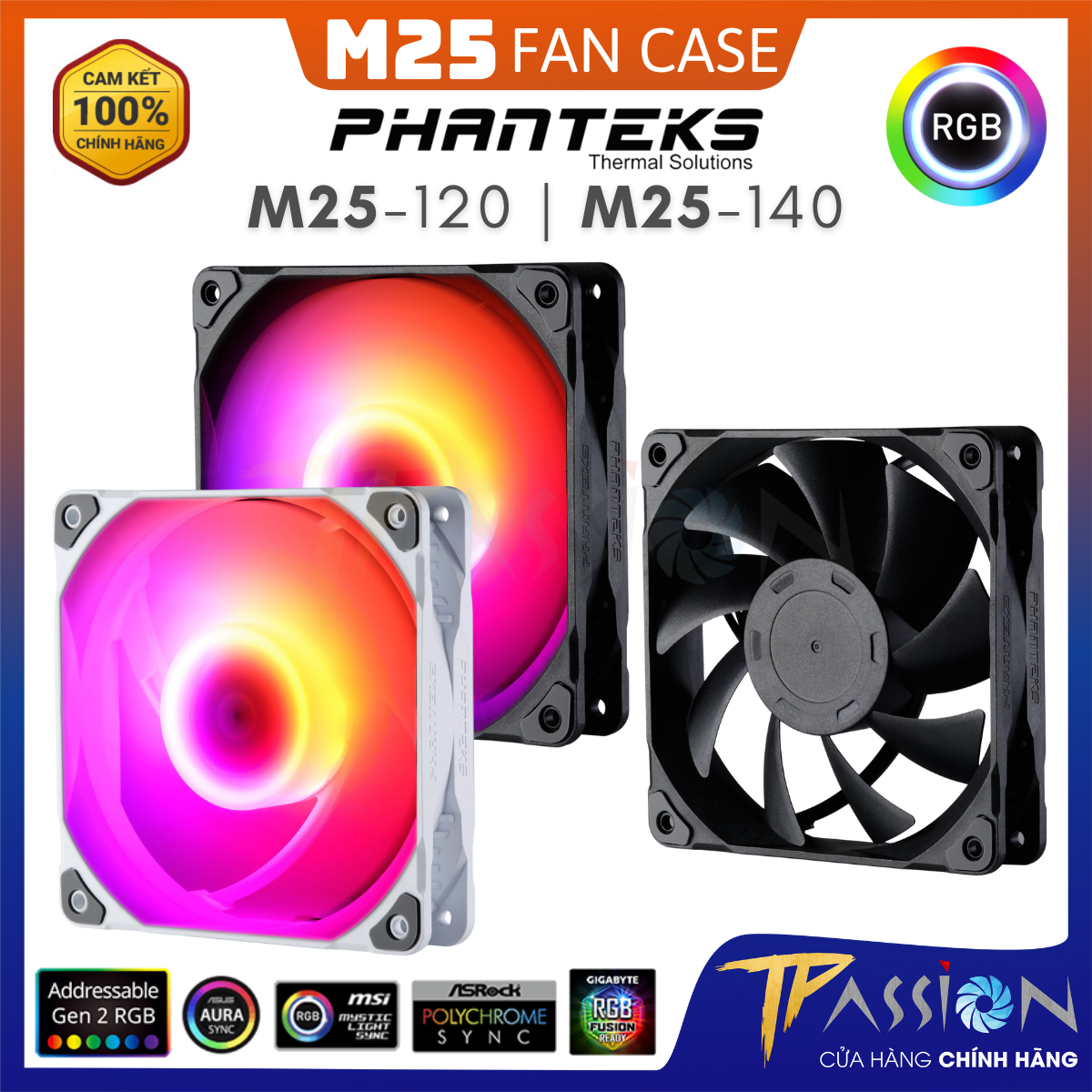 QUẠT FAN CASE PHANTEK M25 - 140 | BLACK - WHITE