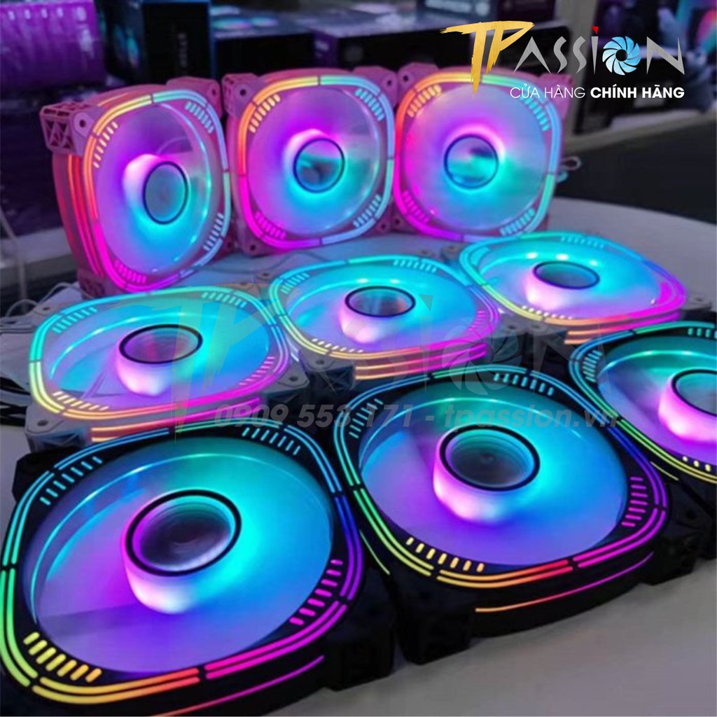 Quạt fan case 12cm Ausen Prism II ARGB HALO LED tâm vô cực, vòng ring
