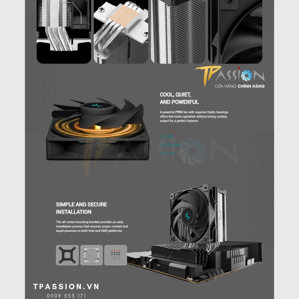 Tản nhiệt khí CPU DEEPCOOL AG400 DIGITAL / AG400 BK WH DIGITAL LED ARG