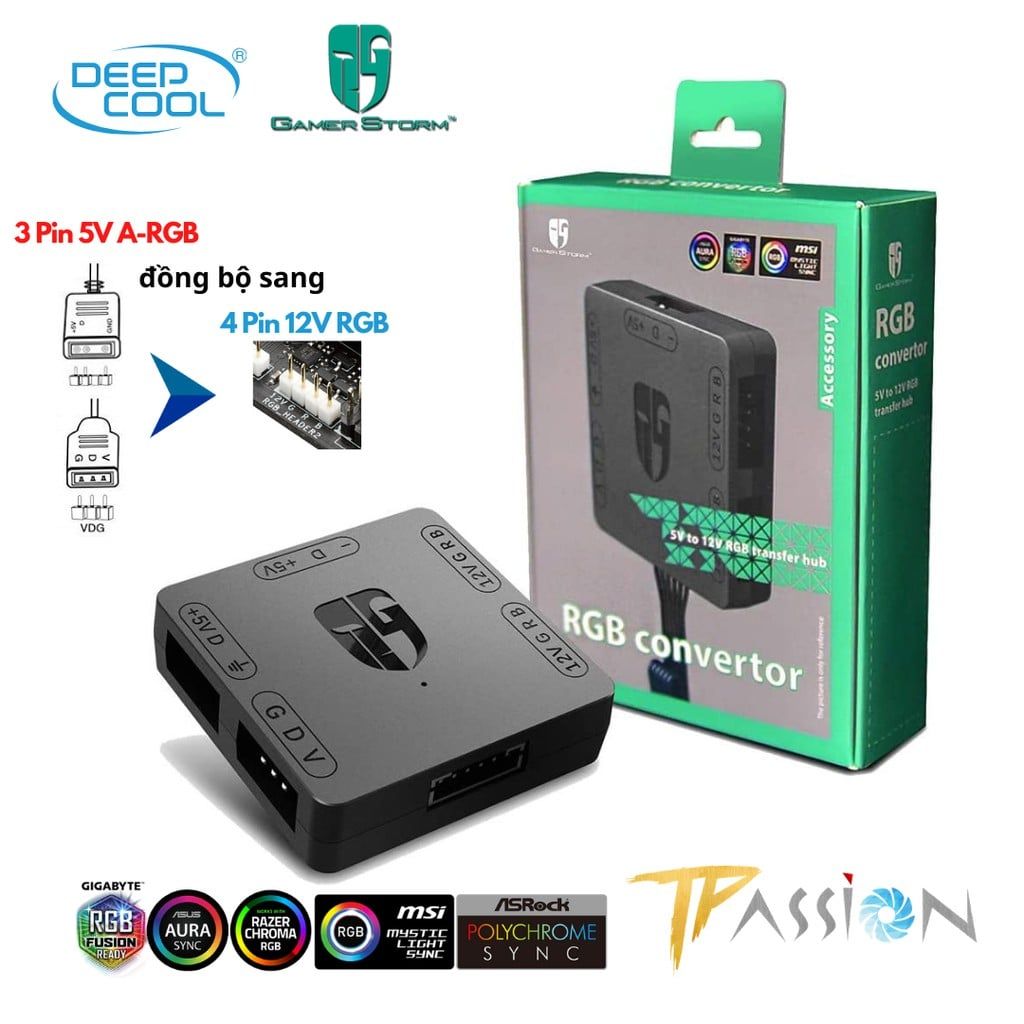 HUB chuyển đổi LED 5V 3 Pin ARGB sang RGB 12V 4 Pin Deepcool GamerStor