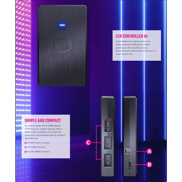 Bộ điều khiển LED Cooler Master LED Controller A1 ARGB Gen 2 - Chính h