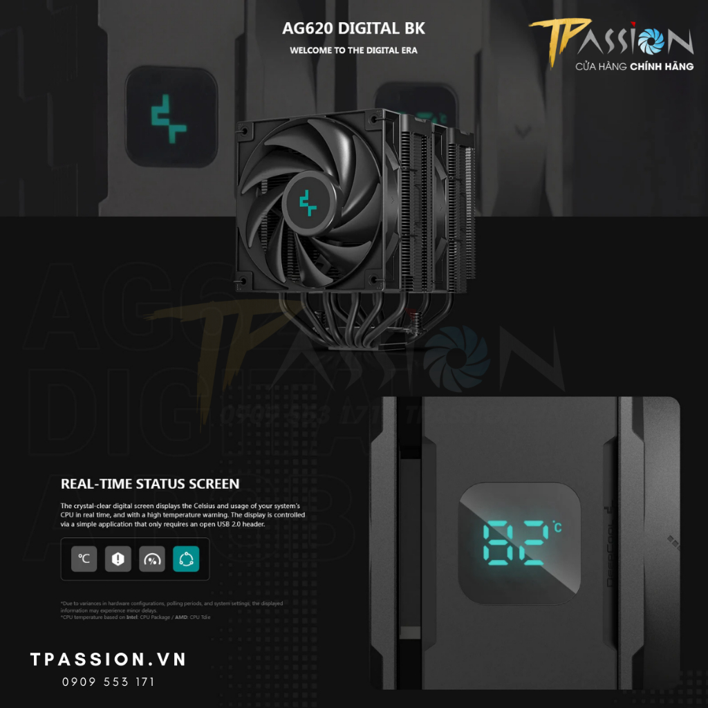 Tản nhiệt khí CPU DEEPCOOL AG620 DIGITAL / AG620 DIGITAL LED ARGB - Hi