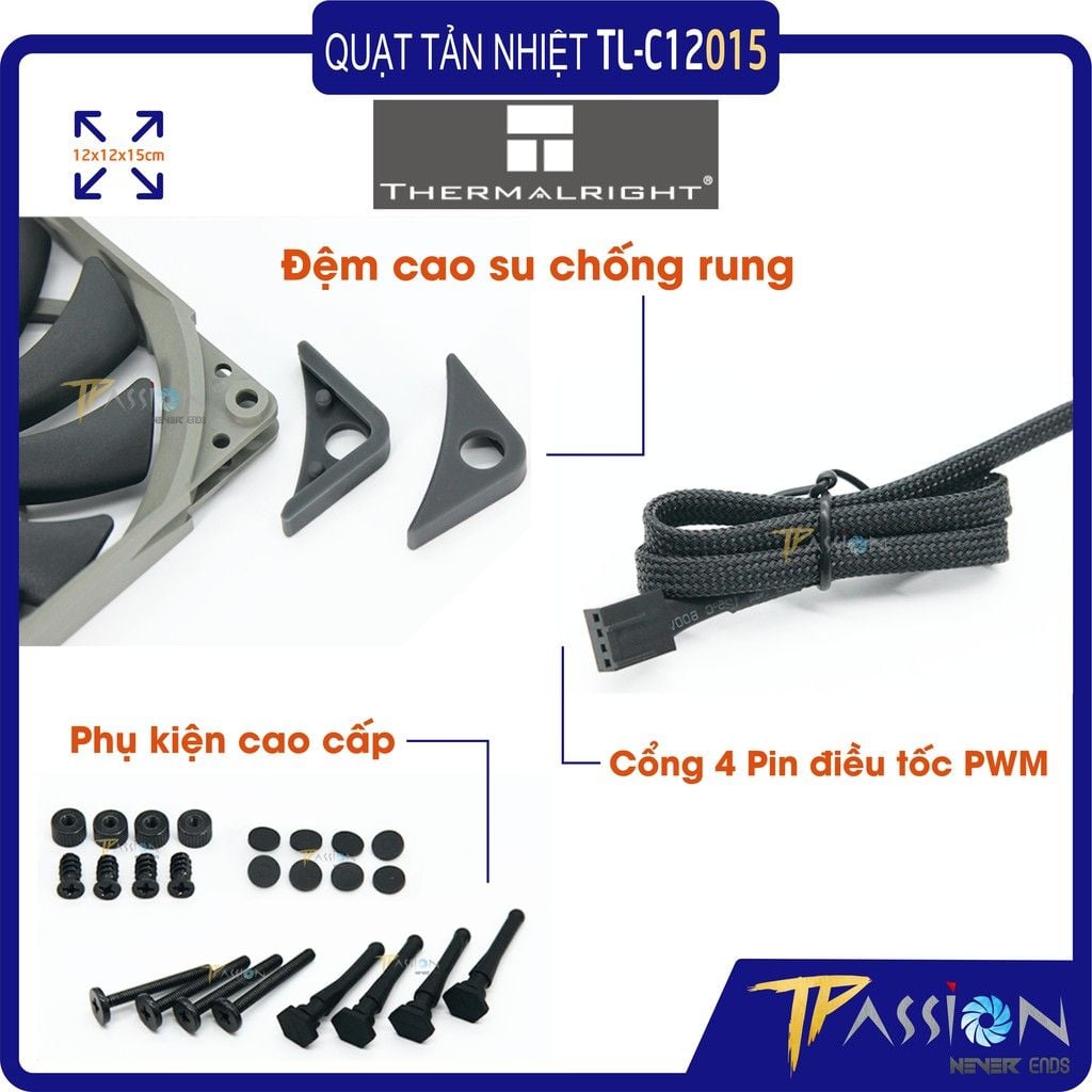 Quạt Fan case 12cm ThermalRight TL-C12015 PWM Slim Fan