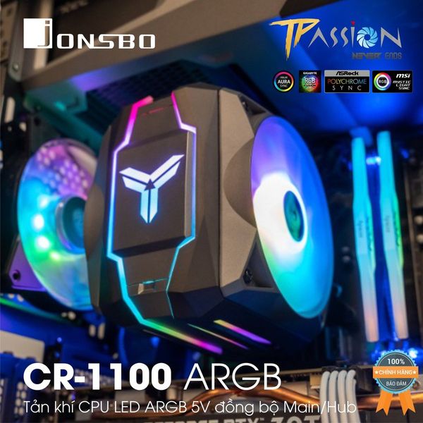 Tản nhiệt khí chip CPU Jonsbo CR-1100 LED ARGB 5V - Chính hãng, 6 ống
