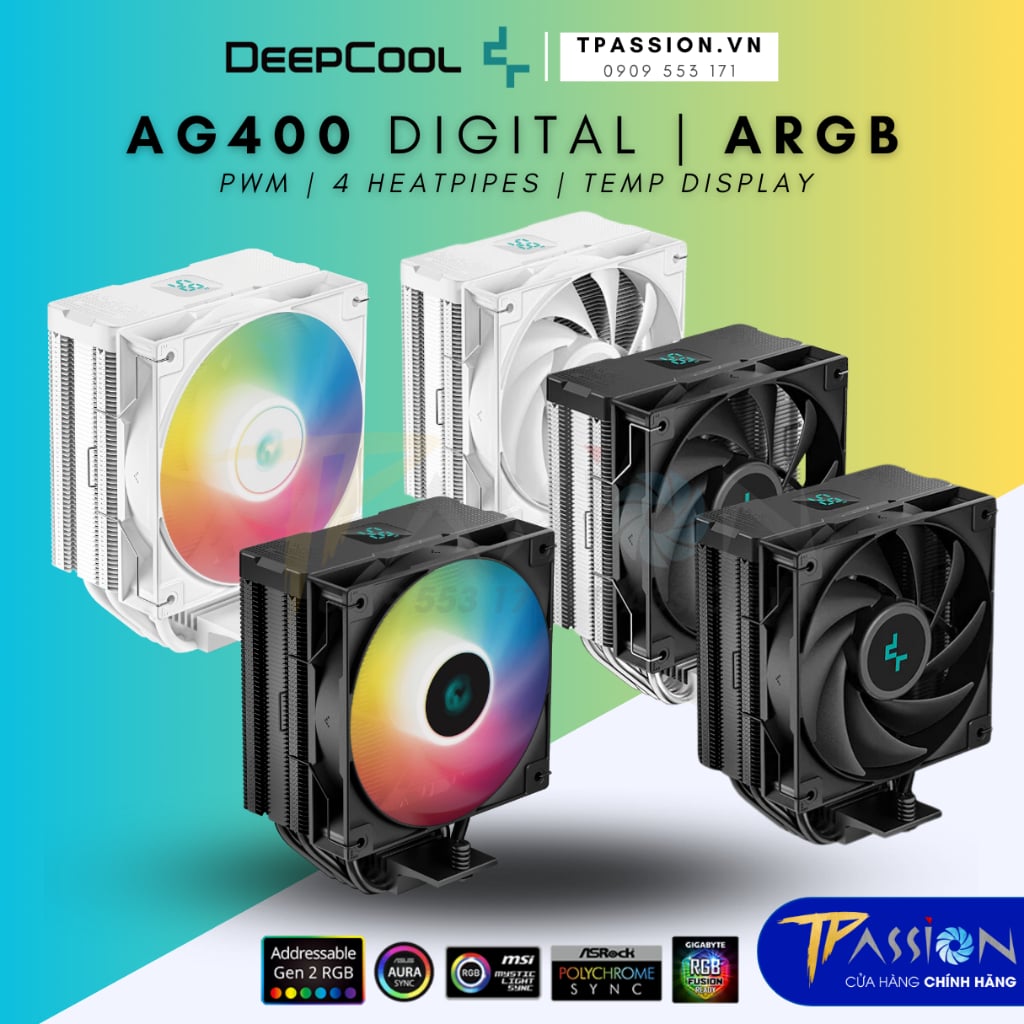 Tản nhiệt khí CPU DEEPCOOL AG400 DIGITAL / AG400 BK WH DIGITAL LED ARG