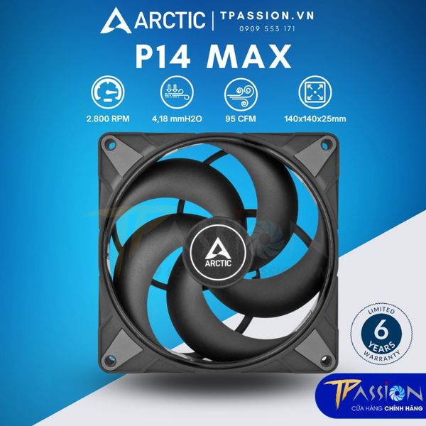 Quạt tản nhiệt Fan Case 14cm Arctic P14 Max Black / White - Chính hãng