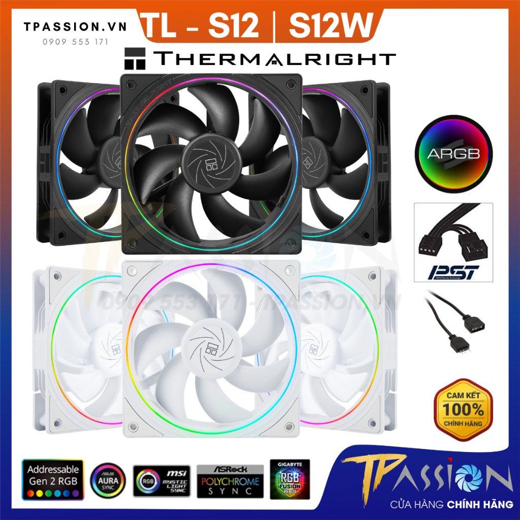 Bộ 3 quạt fan case Thermalright TL S12 / TL S12W / TL S12W S LED ARGB