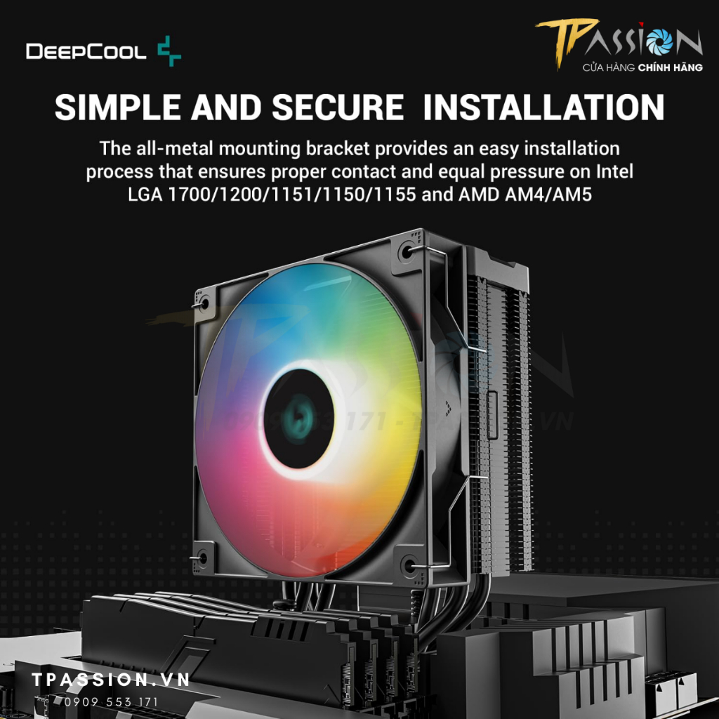 Tản nhiệt khí CPU DEEPCOOL AG400 DIGITAL / AG400 BK WH DIGITAL LED ARG