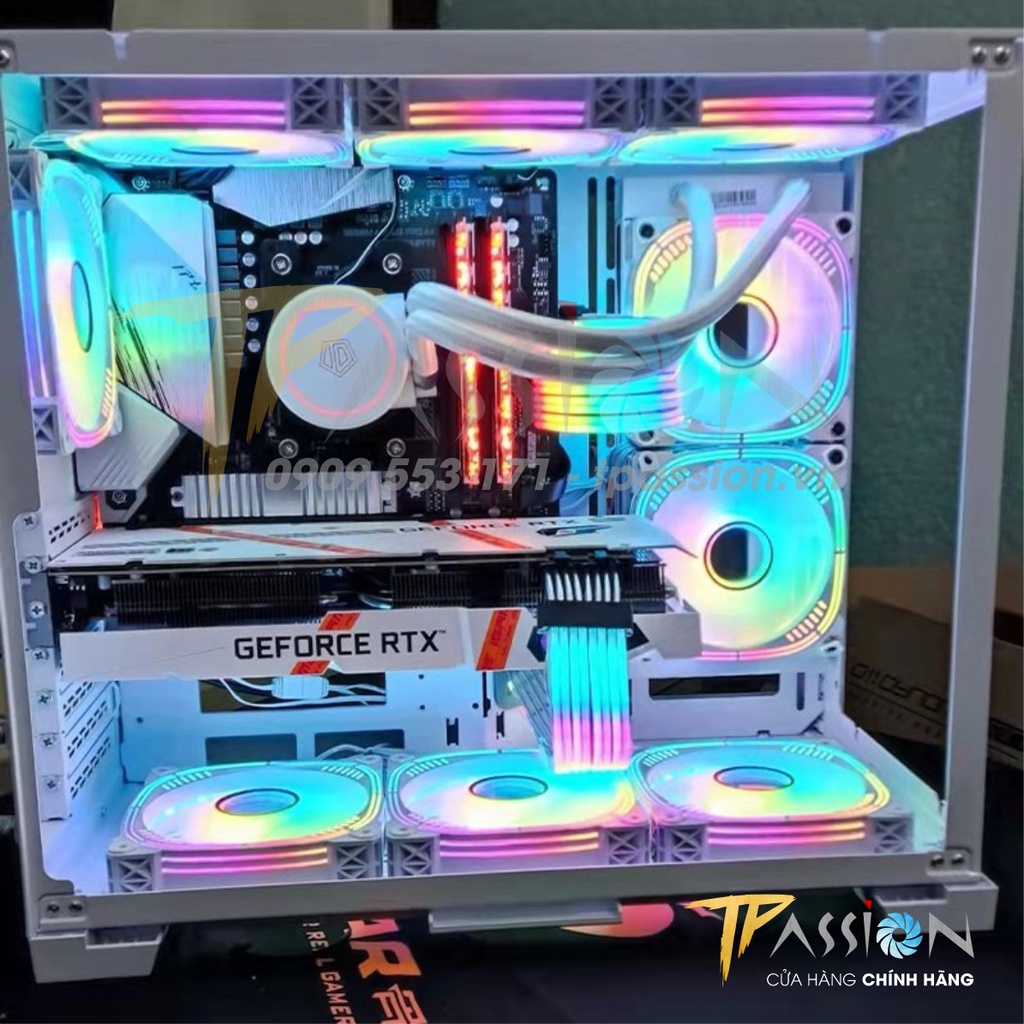 Quạt fan case 12cm Ausen Prism II ARGB HALO LED tâm vô cực, vòng ring