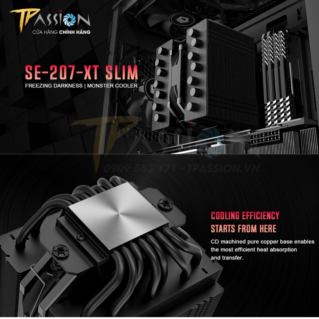 Tản nhiệt CPU ID-Cooling SE-207-XT SLIM BLACK / WHITE - Chính hãng, 7 ống đồng, sk 1700 SE 207