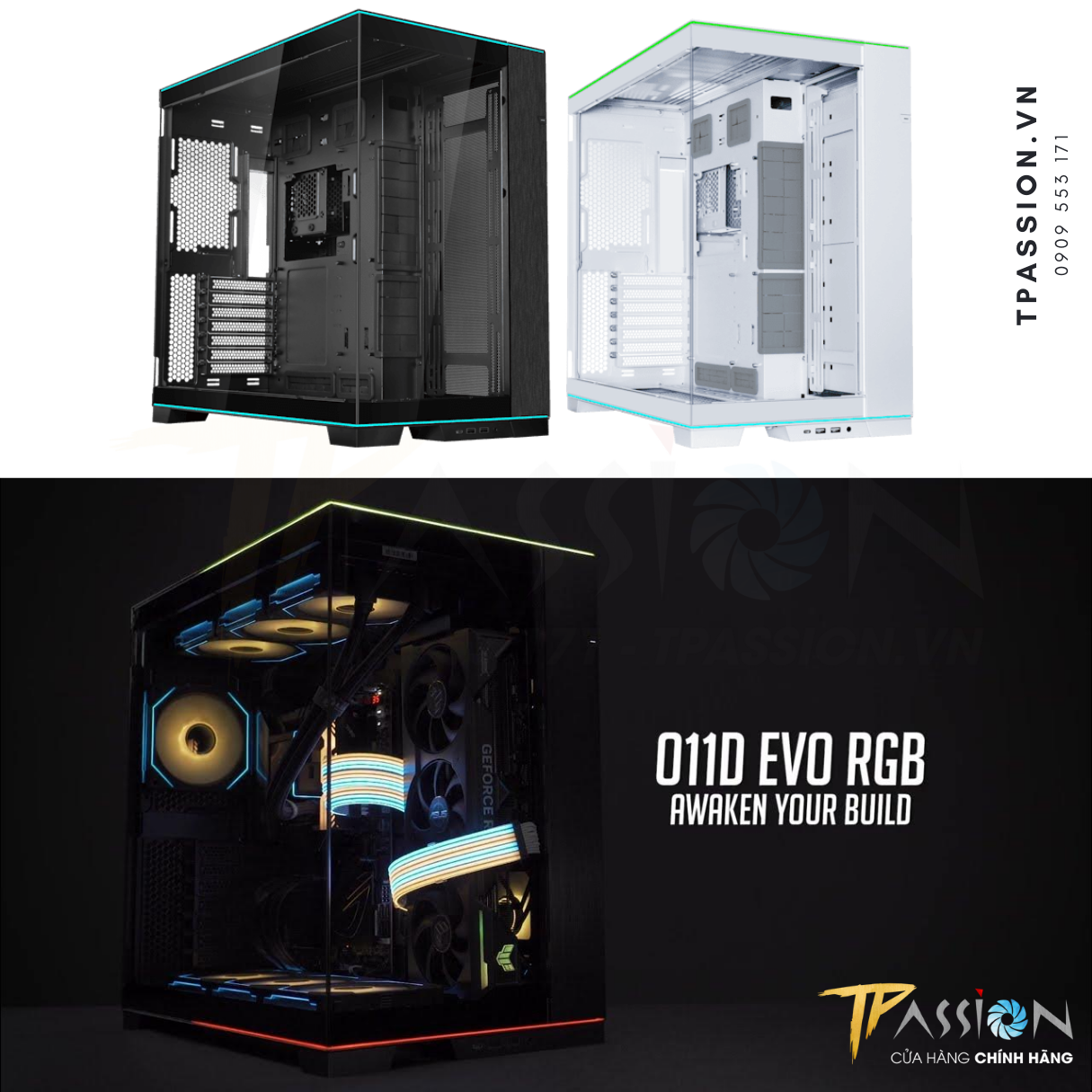 Vỏ case máy tính Lian Li O11 Dynamic EVO RGB Black / White Trắng - Chí