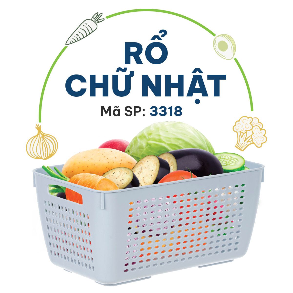 Rổ chữ nhật Hokori 3318 – Nhựa Việt Nhật