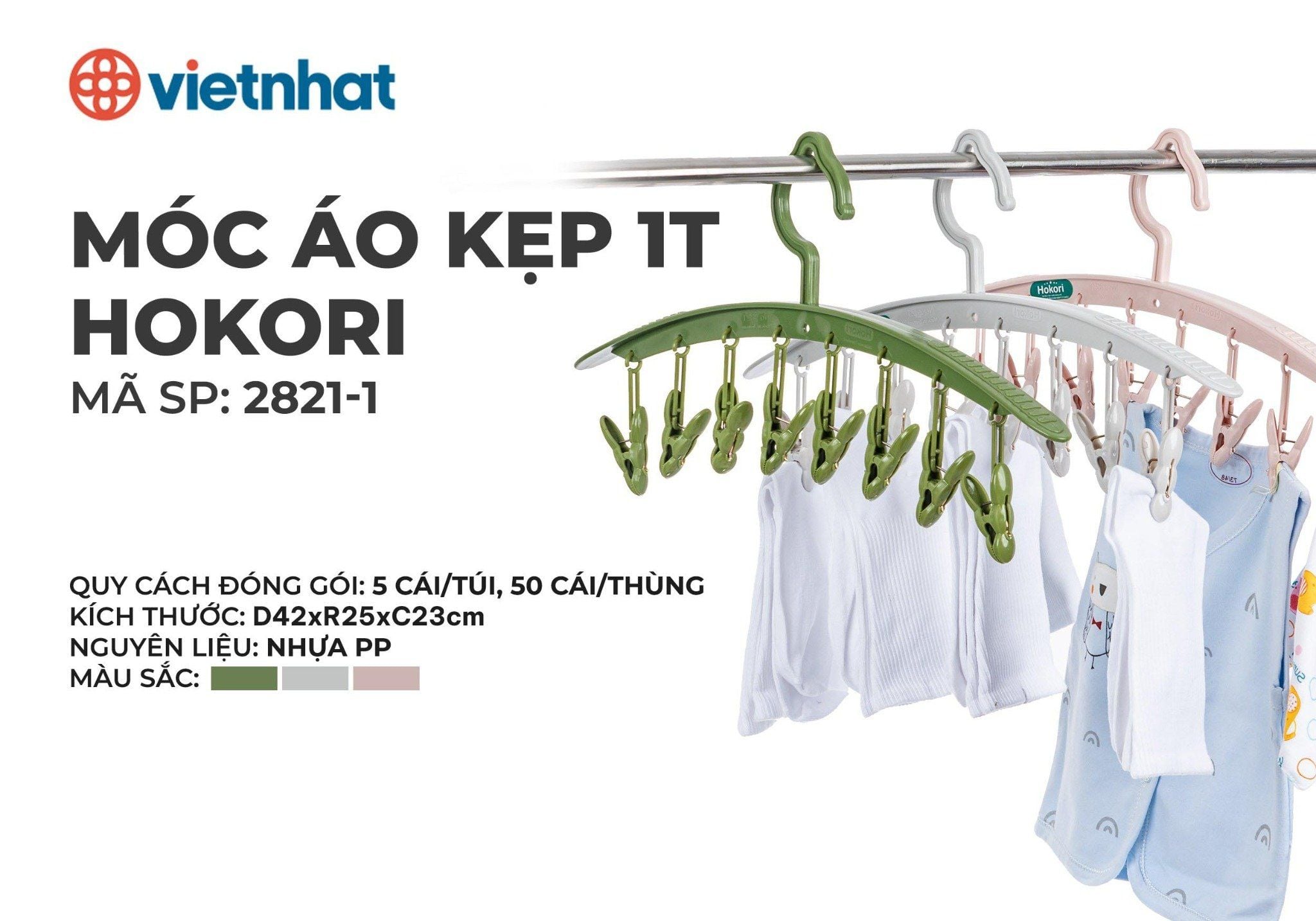 Móc áo kẹp 1T Hokori 2821-1 – Nhựa Việt Nhật