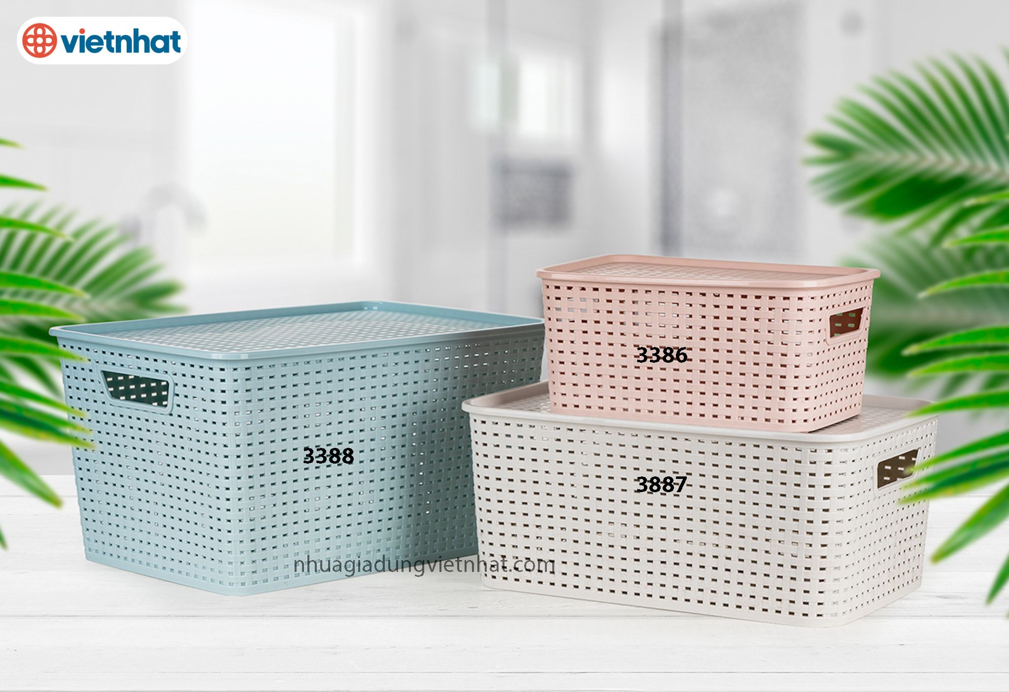 Rổ nắp trung 3387 – Nhựa Việt Nhật