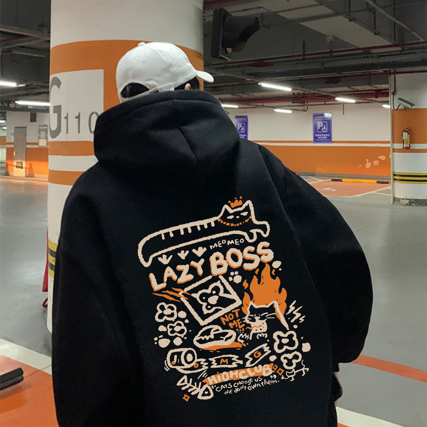 Hoodie nỉ bông form rộng Mèo túi - Streetwear