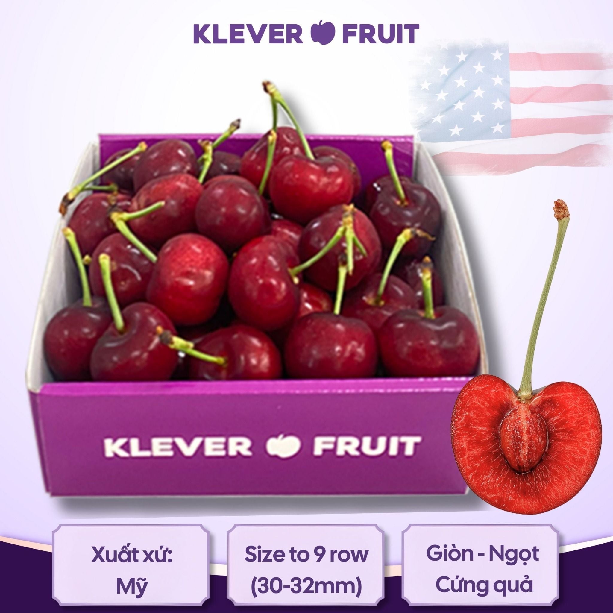 Cherry Super Big Mỹ Size 9 Row (30 - 32mm) - USA Cherry | Klever Fruit