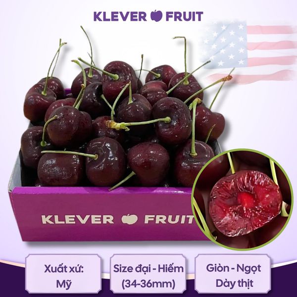 Cherry Mỹ Size Đại 8 Row 34-36mm, Siêu To - USA Cherry | Klever Fruit