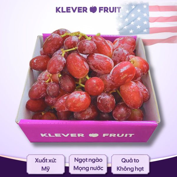 Nho Đỏ Ruby Rush Mỹ - Ngọt Ngào, Giòn Mát | Klever Fruit Chính Hãng