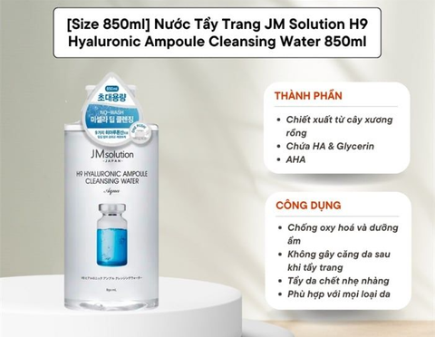 Nước Tẩy Trang JM Solution H9 Hyaluronic Ampoule Cleansing Water 500ML – Nika Cosmetics