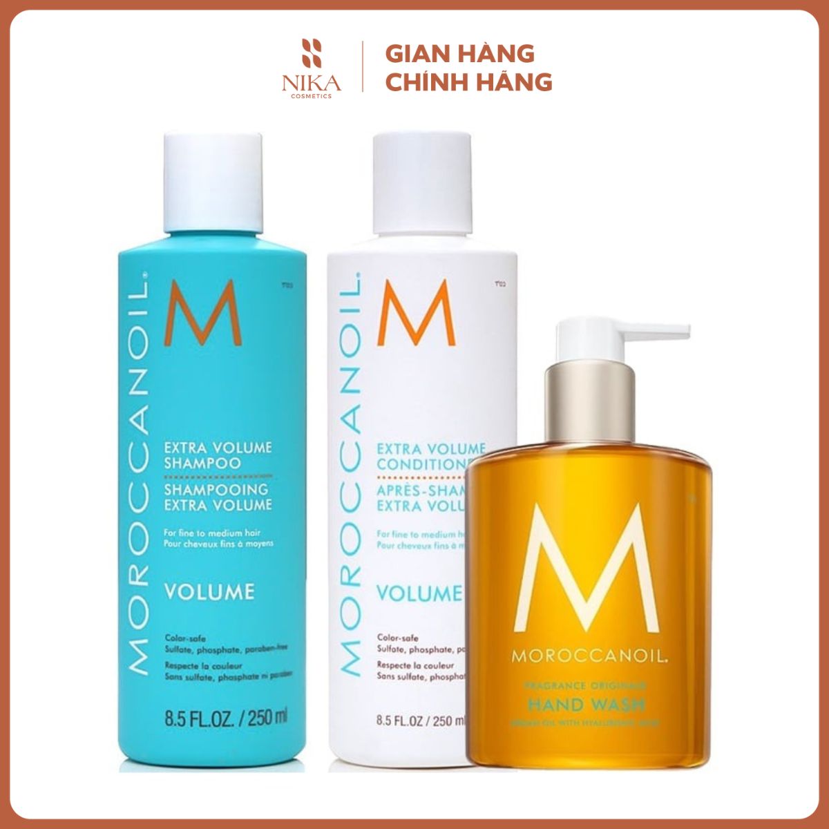 Set Dầu Gội + Dầu Xả + Nước Rửa Tay Moroccanoil Volume Shine – Nika ...