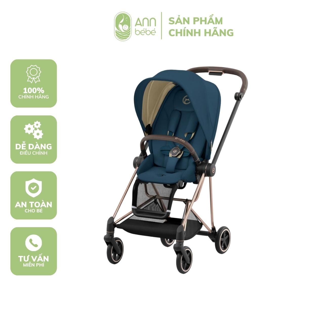 Xe đẩy Gấp Gọn CYBEX MIOS 3 - Frame Rose Gold - Seat Pack Mountain Blu ...