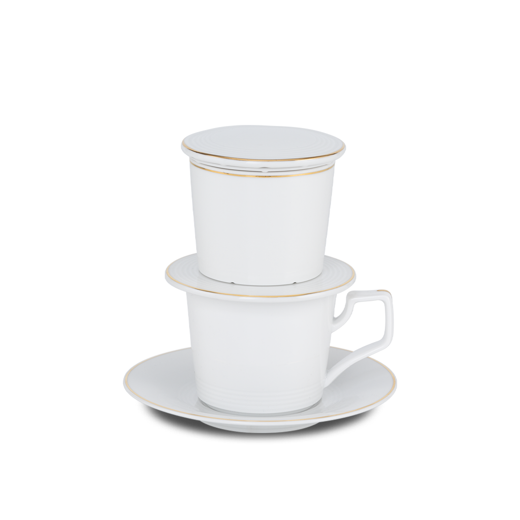 Bộ phin cà phê tách 0.17 L - Viền Chỉ Vàng Gốm sứ Minh Long