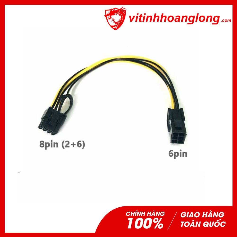 Cáp nguồn phụ VGA Từ 6 Pin Sang 2 Cổng 8 Pin (6+2) (30cm)