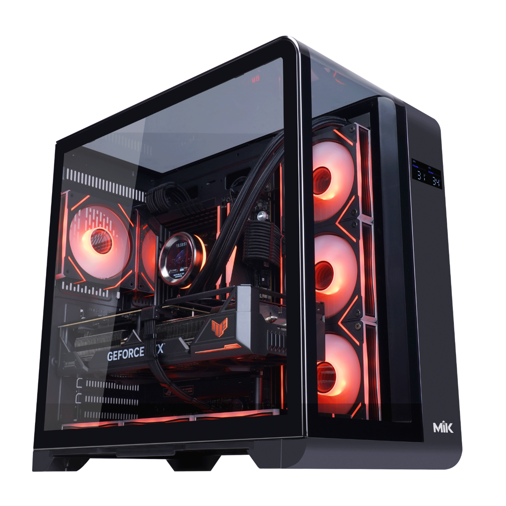 Thùng máy Case Mik Barbatos ATX - Black | AIO 360, view 3 góc