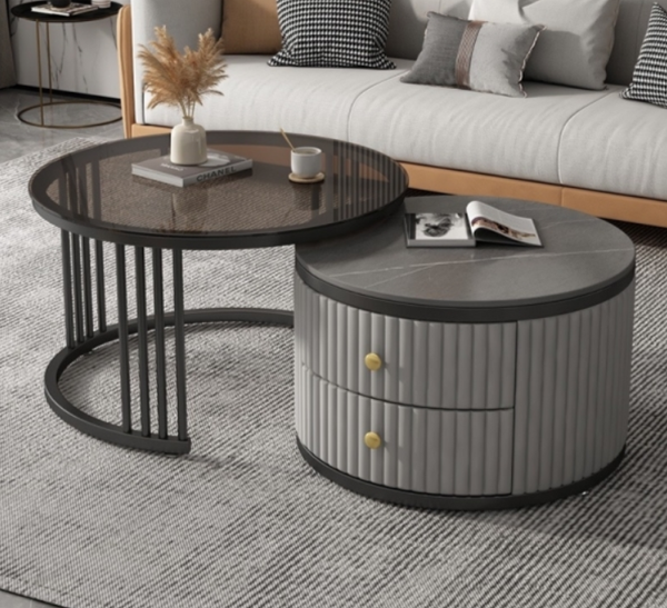 Bàn trà sofa tròn đôi 2 ngăn kéo BT031 – luuan