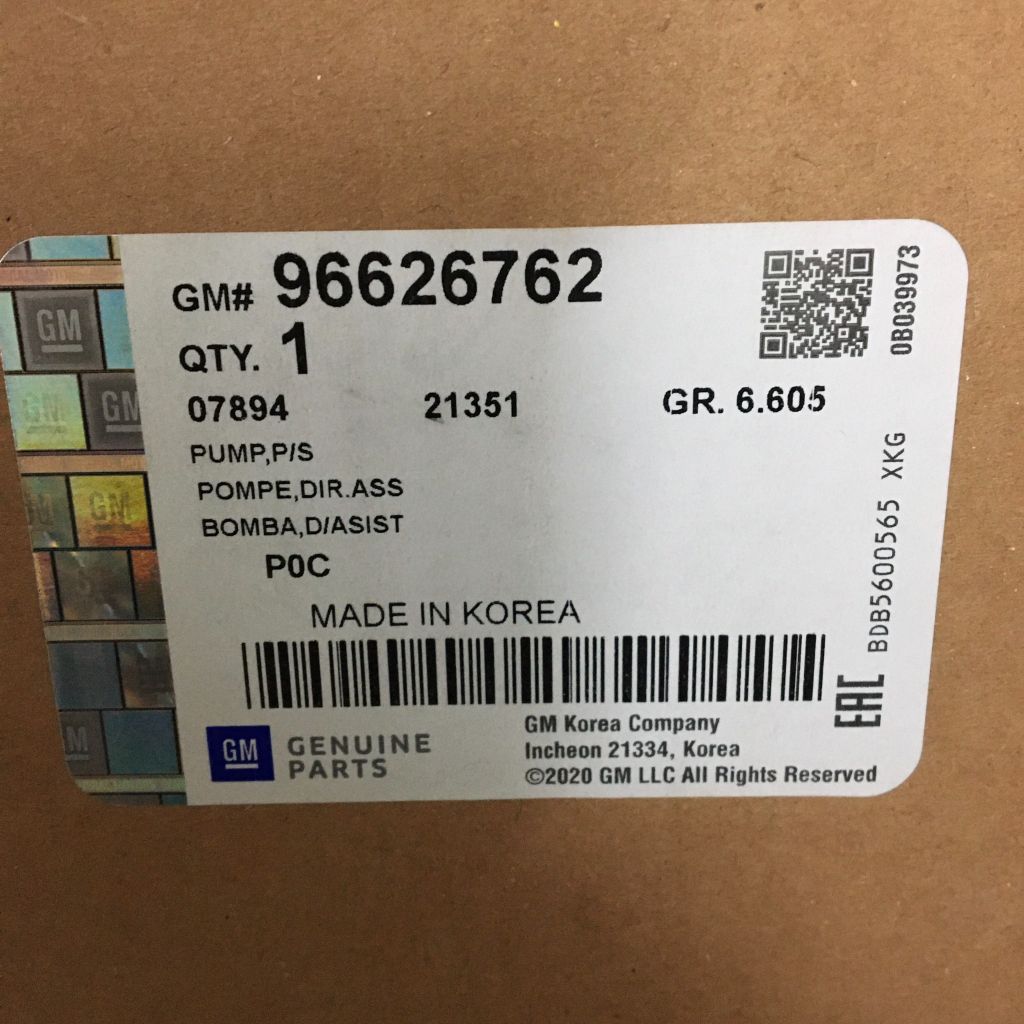 Bơm Trợ Lực Lái Chevrolet Captiva GM máy xăng mã 96626762 – Parts Viet ...