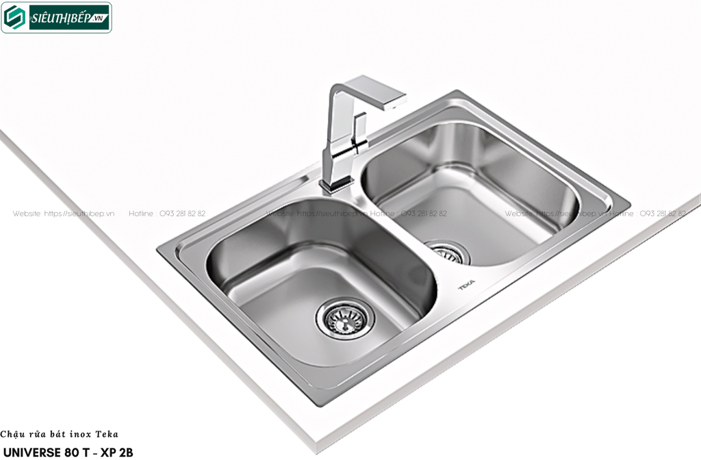 Chậu rửa bát inox Teka UNIVERSE 80 T - XP 2B - Made in Spain