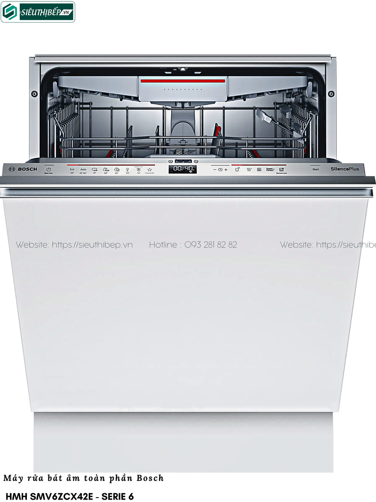 Máy rửa bát Bosch HMH SMV6ZCX42E - Serie 6 (Âm toàn phần - 14 bộ đồ ăn