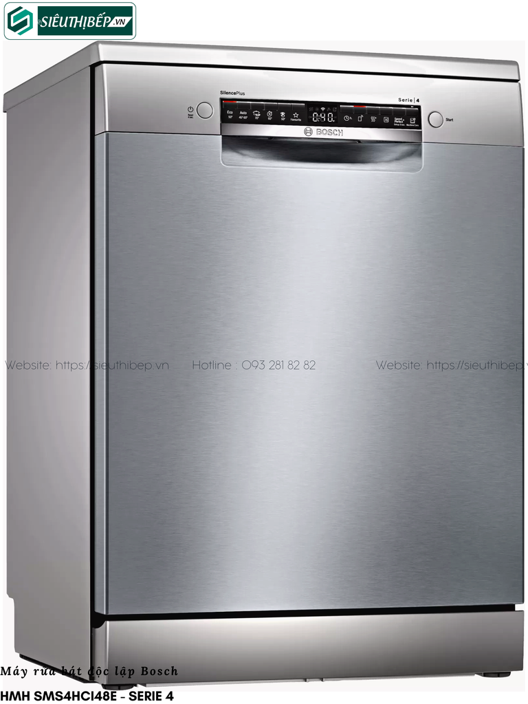 Máy rửa bát Bosch HMH SMS4HCI48E - Serie 4 (Độc lập - 14 bộ đồ ăn châu