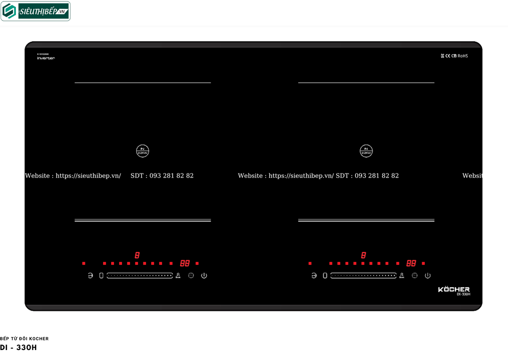 Bếp từ đôi Kocher DI - 330H (Made in Korea)