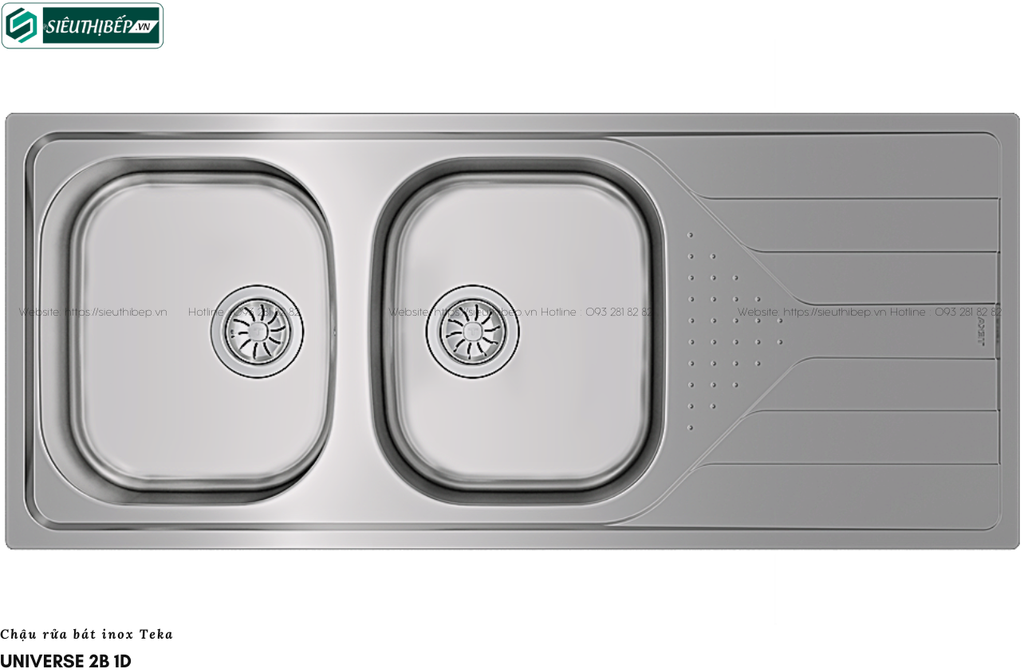 Chậu rửa bát inox Teka UNIVERSE 2B 1D - Made in Spain