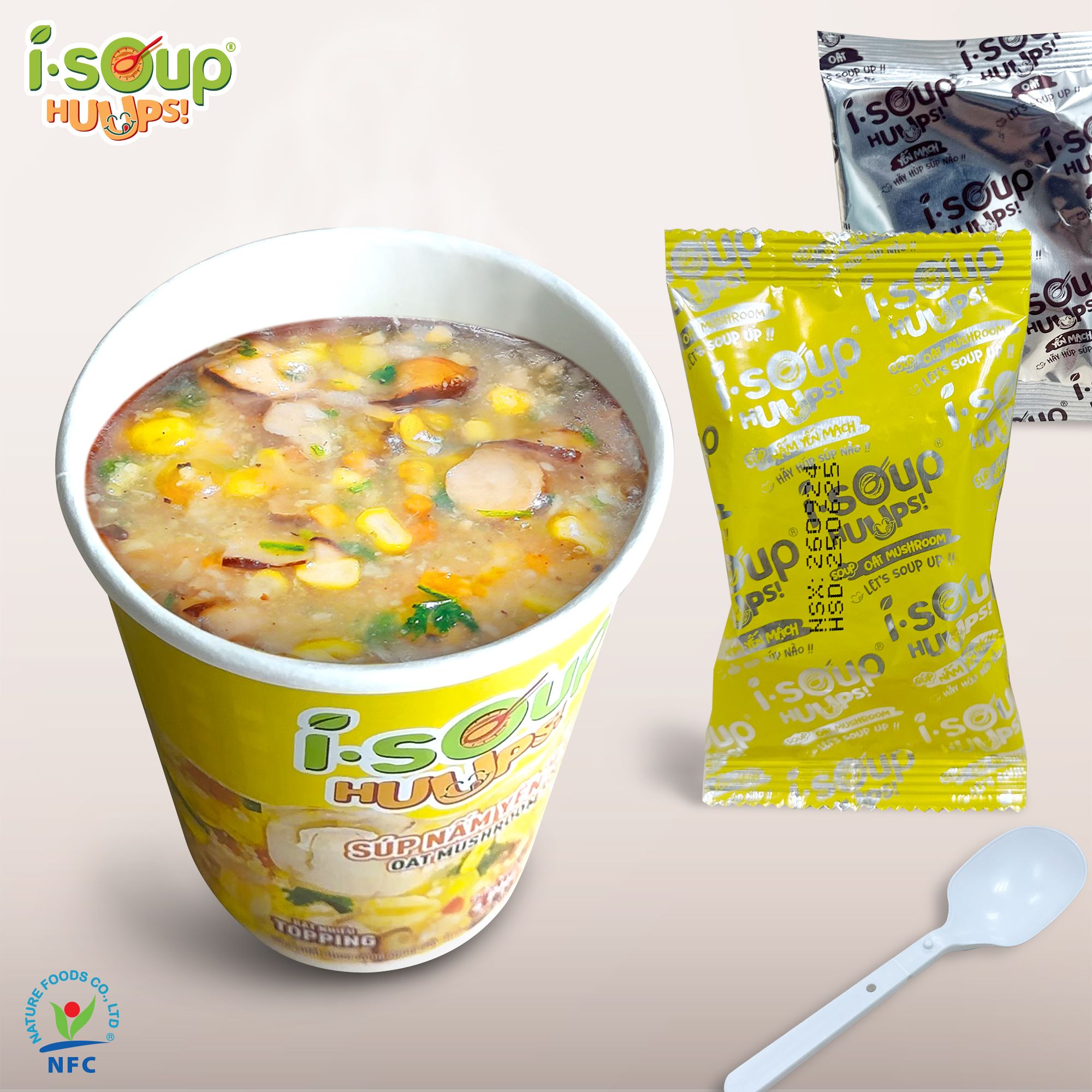 Súp Nấm Yến Mạch Ăn Liền ISOUP HUUPS! Hũ 24G - Súp Ăn Liền Sấy Thăng H ...