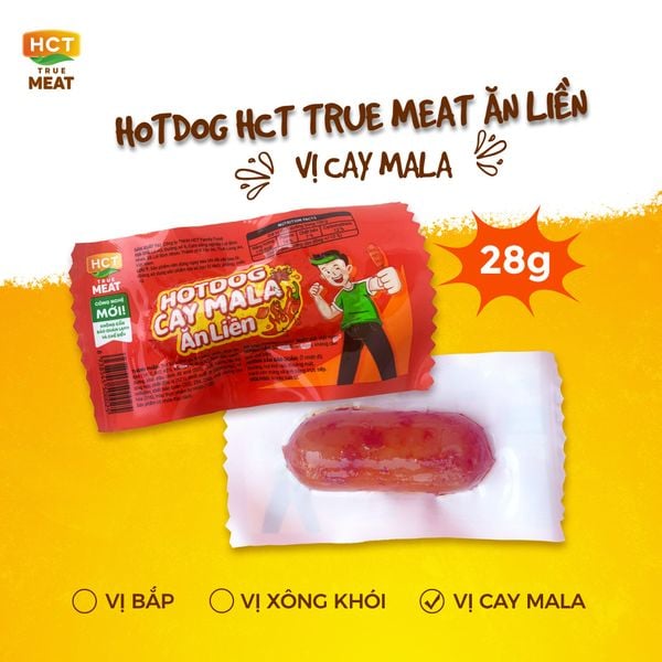Combo 5 cây Xúc xích Hotdog ăn liền vị Cay Mala HCT True Meat 28g x 5 ...
