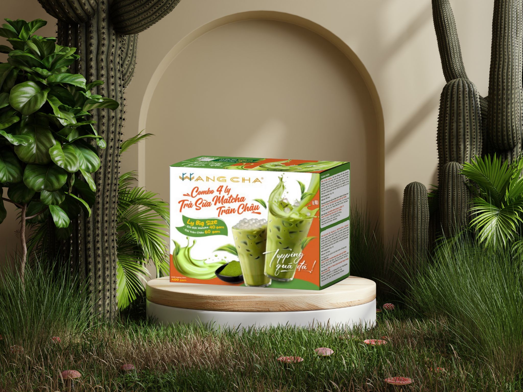 Trà Sữa Tự Pha, Tiện Lợi Wangcha Vị Matcha Hộp 400gr Lê Trình