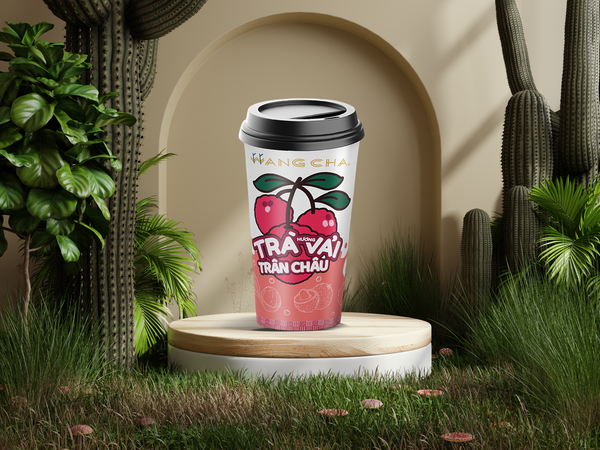 Trà vải trân châu tự pha thơm ngon dạng ly 700ml Lê Trình