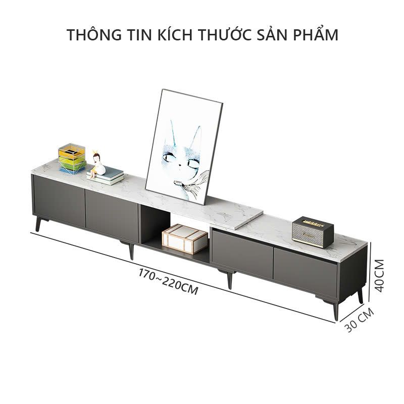 Kệ Tivi Có Ngăn Đa Năng, Mặt Hoạ Tiết Vân Đá GAPI - GP298